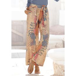 Buffalo Damen Palazzohose "mit weitem Bein aus luftigem Viskosestoff", bunt, Gr. 40, bedruckt, Web, Obermaterial: 100% Viskose, Hosen, mit