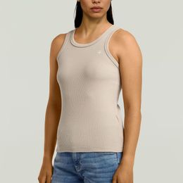 G-Star Raw G-STAR Damen Tanktop "Ribbed Tanktop", beige, Gr. M, unifarben, Single Jersey, Obermaterial: 95% Baumwolle, 5% Elasthan, Tops, mit breiten Tr&auml;gern