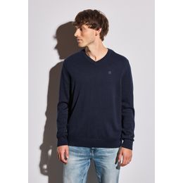 Street One MEN Herren Strickpullover, blau, Gr. M, unifarben, Web, 100% Baumwolle, Pullover, aus reiner Baumwolle