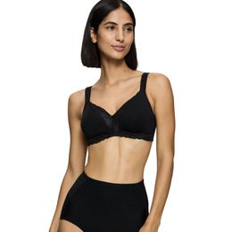 Triumph Damen B&uuml;gelloser BH "Modern Lace+Cotton", Gr. 85, schwarz, Microtouch, Obermaterial: 50% Polyamid, 30% Baumwolle, 20% Elasthan, BHs,