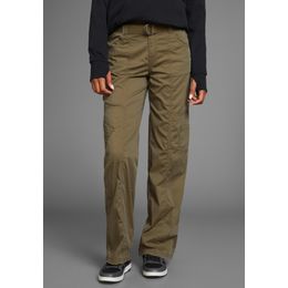 Kangaroos Damen Cargohose, gr&uuml;n, Gr. 38, kontrastfarbene Details, unifarben, Web, Obermaterial: 50% Baumwolle, 46% Polyamid, 4% Elasthan, Hosen, mit