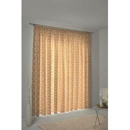 Vorhang Adam, B:145cm H:225cm, gelb, Jacquard, Baumwolle (Bio-Baumwolle), Wohnzimmer, Gardinen, "Retro Floret", aus 100% Bio-Baumwolle