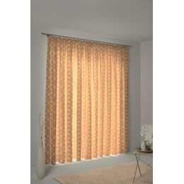Vorhang Adam, B:145cm H:245cm, gelb, Jacquard, Baumwolle (Bio-Baumwolle), Wohnzimmer, Gardinen, "Retro Floret", aus 100% Bio-Baumwolle