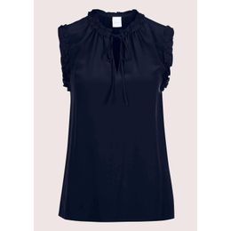 Madeleine Mode MADELEINE Damen Kurzarmshirt "Blusentop &Auml;rmelloses Top aus reiner Seide", blau, Gr. 42, Obermaterial: 100% Seide silk., Shirts