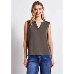 Street One Damen Shirttop, braun, Gr. 36, unifarben, Stoff, 95% Viskose, 5% Elasthan, Tops, aus softer Viskose