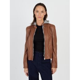 JCC Damen Lederjacke "31024030", braun, Gr. 44, Obermaterial: 100% Lammleder. Futter: 70% Baumwolle, 30% Polyester, Jacken
