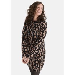 STOOKER WOMEN Damen Midikleid "KLARA mit Stehkragen Kleid", beige, Gr. XL, 54% Polyester, 44% Viskose, 2% Elasthan, Kleider, Langarmkleid in