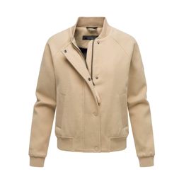 Marikoo Damen Collegejacke "Zunaa", beige, Gr. S, Obermaterial: 95% Polyester, 3% Viskose, 2% Elasthan, Jacken, Modische Jacke im Collegejacken-Stil
