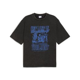 Puma Damen T-Shirt "Graphic Paradise Mindset Washed Boxy T-Shirt Herren", schwarz, Gr. L, bedruckt, Obermaterial: 100% Baumwolle; Rippe: 29%