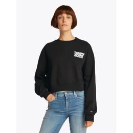 Tommy Jeans Damen Sweatshirt "TJW RLX CRP TJ BUBBLE CREW", schwarz, Gr. XL, unifarben, Sweatware, Obermaterial: 100% Baumwolle, Sweatshirts, mit