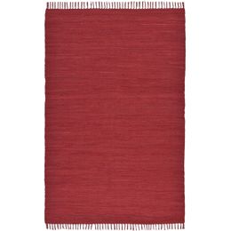Teppich Theko, B:160cm H:5mm L:230cm, rot, Baumwolle, Wohnzimmer, Teppiche, "Happy Cotton Fleckerl, handgewebt", Flachgewebe, reine Baumwolle,