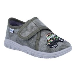 Richter Kinder Hausschuh "Mailo WMS: Mittel", Gr. 33, gr&uuml;n, Baumwolle, Schuhe, Klettschuh mit WMS, Gr&ouml;&szlig;enschablone zum Download