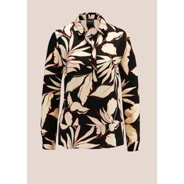 Madeleine Mode MADELEINE Damen Hemdbluse "Bluse Florale Bluse mit Sch&ouml;&szlig;chen", schwarz, Modern, Gr. 40, Obermaterial: 100% Viskose CV., Blusen
