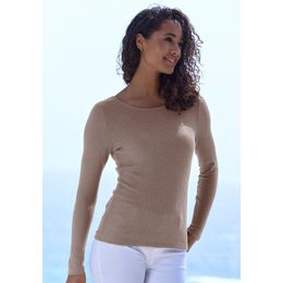 Lascana Damen Langarmshirt "in modischer Piqu&eacute;-Optik", grau, Basic, Gr. 36, unifarben, Piqu&eacute;, Obermaterial: 69% Polyester (REPREVE), 28% Viskose, 3%
