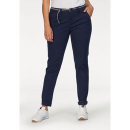 Kangaroos Damen Chinohose, blau, Gr. 48, unifarben, Web, Obermaterial: 98% Baumwolle, 2% Elasthan, Hosen, in schmaler Form, mit Kordel zu binden