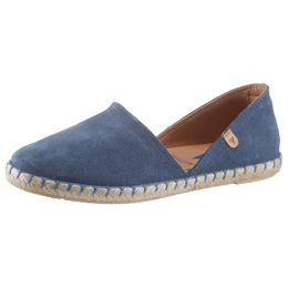 VERBENAS Damen Espadrille "CARMEN SERRAJE", Gr. 36, blau, Veloursleder, Schuhe, Schlupfschuh, Sommerschuh, Loafer mit typischem Jute-Rahmen