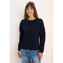 Cecil Damen Langarmshirt, blau, Gr. XXL, unifarben, Web, 97% Baumwolle, 3% Elasthan, Shirts, aus elastischem Materialmix