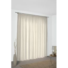 Vorhang WIRTH, B:132cm H:225cm, beige, Jacquard, Baumwolle, Polyester, Wohnzimmer, Gardinen, "Riccia"