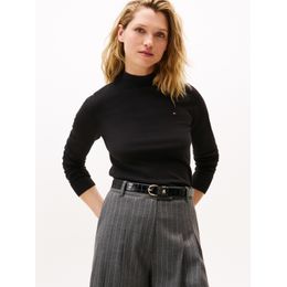 Tommy Hilfiger Damen Strickpullover "CO JERSEY FINE GG MOCK-NK LS SWT", schwarz, Gr. XXXL, unifarben, Feinstrick, Obermaterial: 67% Baumwolle, 33%