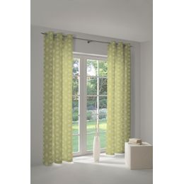 Vorhang Adam, B:145cm H:245cm, gr&uuml;n, Jacquard, Baumwolle (Bio-Baumwolle), Wohnzimmer, Gardinen, "Retro Floret", aus 100% Bio-Baumwolle