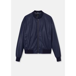 Madeleine Mode MADELEINE Damen Outdoorjacke "Jacke Bomberjacke in cooler Leder-Optik", blau, Gr. 42, Obermaterial: 100% Polyurethan PU., Jacken