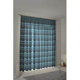 Vorhang WIRTH, B:132cm H:225cm, blau, Jacquard, Baumwolle, Polyester, Wohnzimmer, Gardinen, "Benewitz"