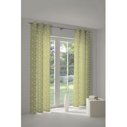 Vorhang Adam, B:145cm H:225cm, gr&uuml;n, Jacquard, Baumwolle (Bio-Baumwolle), Wohnzimmer, Gardinen, "Retro Floret", aus 100% Bio-Baumwolle