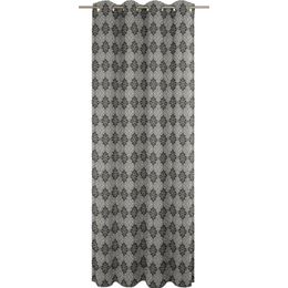 Vorhang Adam, B:145cm H:145cm, schwarz, Jacquard, Baumwolle (Bio-Baumwolle), Wohnzimmer, Gardinen, "Romantic Puligny", aus 100% Bio-Baumwolle