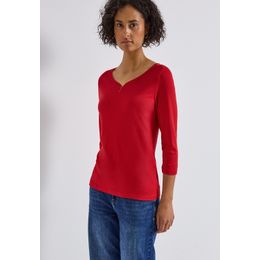 Street One Damen 3/4-Arm-Shirt, rot, Gr. 46, unifarben, Web, 50% Baumwolle, 50% Modal, Shirts, mit 3/4 &Auml;rmeln