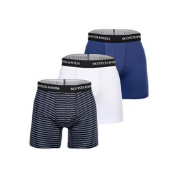 Scotch & Soda SCOTCH & SODA Herren Boxershorts "Boxershort Solid Cotton Stretch 3er Pack", Gr. Lblau, wei&szlig;, Obermaterial: 95% Baumwolle CO. 5% Elasthan EL.,