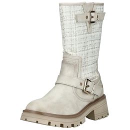 Mustang Shoes Damen Stiefel "Mustang Shoes Stiefel Lederimitat/Textil", Gr. 37, beige, Lederimitat, Textil, Schuhe