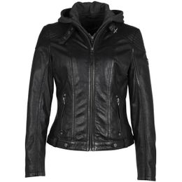 Mauritius Damen Lederjacke "Cacey LEGV", schwarz, Gr. XXXL, unifarben, Obermaterial: 100% Schafsleder. Futter: 100% Baumwolle. Kapuze: 60% Baumwolle,