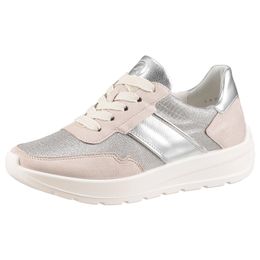Ara Damen Keilsneaker "NEW YORK", Gr. 2,5, beige, Lederimitat, Textil, Velourslederimitat, kontrastfarbene Details, metallisierte Fasern, Schuhe,