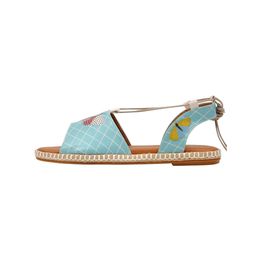 DOGO Damen Sandale "Hazel Sandale Les Papillons Damen Sandalen", Gr. 38, blau, Lederimitat, Schuhe, Handgefertigt