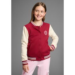 Kangaroos M&auml;dchen Sweatjacke "College-Jacke", rot, Gr. 140, bedruckt, angeraute Sweatware, Obermaterial: 100% Baumwolle. Obermaterial &Auml;rmel: 65%