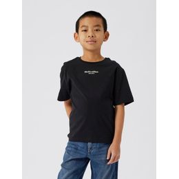 name it Jungen T-Shirt "NKMBRODY SS NREG TOP NOOS", schwarz, Gr. 134, unifarben, Jersey, Obermaterial: 100% Baumwolle, Shirts, mit dezentem