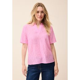 Cecil Damen Kurzarmbluse, rosa, Gr. XS, unifarben, Stoff, 75% Viskose, 25% Polyester, Blusen, aus softem Materialmix