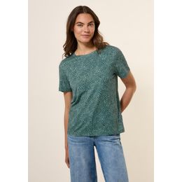 Cecil Damen T-Shirt, gr&uuml;n, Gr. XL, bedruckt, Web, 50% Baumwolle, 50% Modal, Shirts, mit Rundhalsausschnitt
