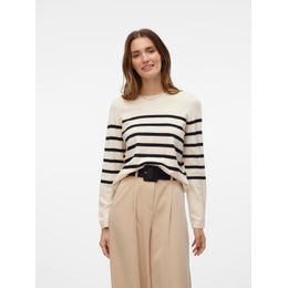 V&eacute;ro Moda VERO MODA Damen Rundhalspullover "VMSABA PLAIN LS O-NECK PULLOVER GA NOOS", schwarz, Gr. XS, gestreift, Strick, Obermaterial: 50% Viskose, 28%