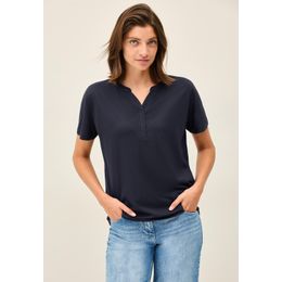 Cecil Damen T-Shirt, blau, Gr. XS, unifarben, Stoff, 50% Modal, 50% Baumwolle, Shirts, aus elastischem Materialmix