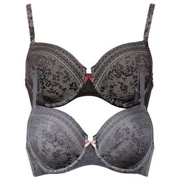 Anita Damen B&uuml;gel-BH "2er Pack B&uuml;gel BH Fleur", Gr. 100, grau, Spitze, Obermaterial: 87% Polyamid PA. 13% Elasthan EL., BHs