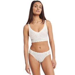 Sloggi Damen Bralette "ZERO Feel Bliss", Gr. M, weiß, Spitze, Obermaterial: 76% Polyamid, 24% Elasthan, BHs, nahtlos, V-Ausschnitt, Stretch-Spitze,