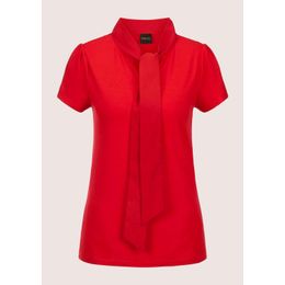 Madeleine Mode MADELEINE Damen Kurzarmshirt "Blusenshirt Kurzarmoberteil mit Schluppe", rot, Gr. 42, Obermaterial: 95% Viskose CV. 5% Elasthan EL., Shirts