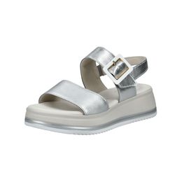 Gabor COMFORT Damen Riemchensandale "Gabor Comfort Sandalen Leder", Gr. 40,5, silber, Leder, Schuhe