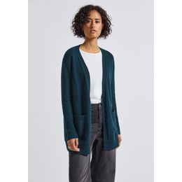 Street One Damen Cardigan, blau, Gr. 46, unifarben, Web, 37% Baumwolle, 34% Polyacryl, 26% Polyester, 3% Elasthan, Strickjacken, soft und weich