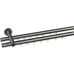 Gardinenstange OTTO HOME, L:200cm &Oslash;:20mm, silber, Eisen, Gardinenstangen, "Kappe 2-Lauf", Innenlauf Komplett-Set inkl. Gleitern und Montagematerial