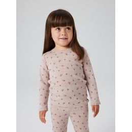 name it M&auml;dchen Langarmshirt "NMFWANG WOOL NEEDLE LS TOP NOOS", grau, Gr. 92, bedruckt, Strick, Obermaterial: 100% Wolle, Shirts, aus reiner