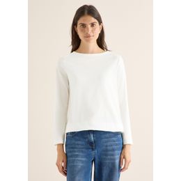 Cecil Damen Langarmshirtvanillewei&szlig;, Gr. XL, unifarben, Web, 100% Baumwolle, Shirts, aus reiner Baumwolle