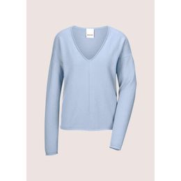 Madeleine Mode MADELEINE Damen Longpullover "Pullover V-Pullover aus Kaschmir", blau, Gr. 40, Obermaterial: 100% Kaschmir WS., Pullover