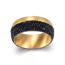 Kingka Damen Fingerring "Glamour Kouri", 56, Edelstahl, 8mm, schwarz, Edelstahl, Fingerringe